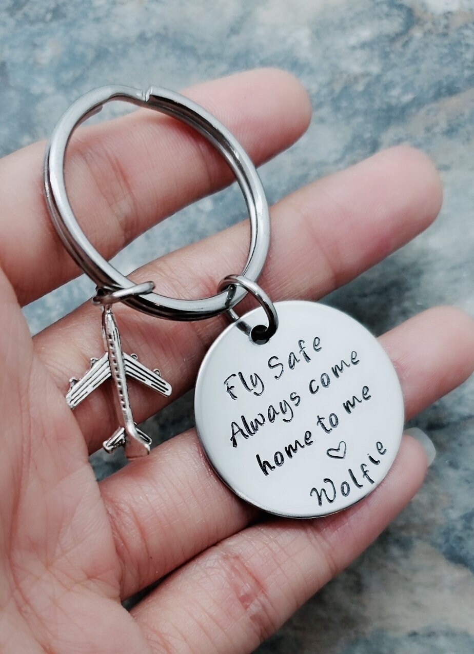Fly Safe Key Chain W/ Airplane Always Come Home to Me Key | Etsy