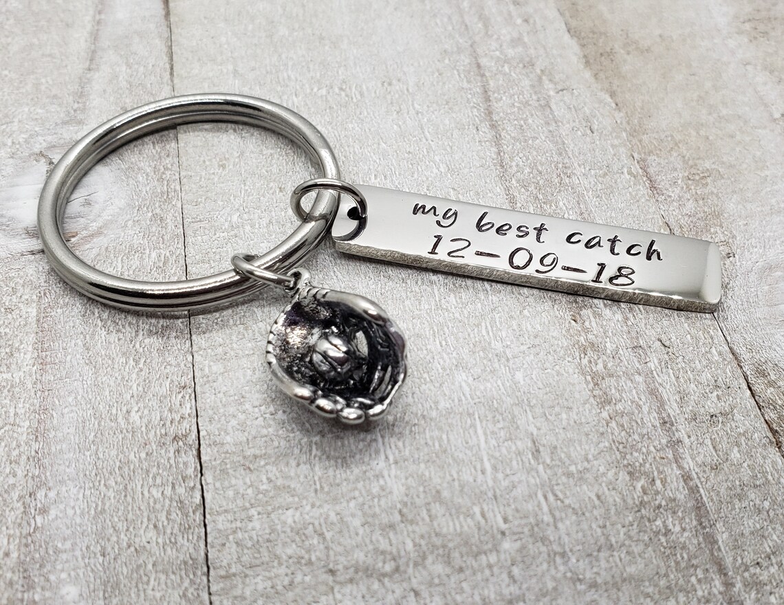 My Best Catch Baseball Mitt Keychain Anniversary Gift for - Etsy