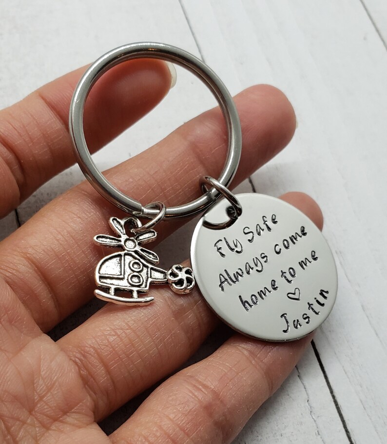 Fly Safe Keychain W/ Helicopter Always Come Home to Me | Etsy