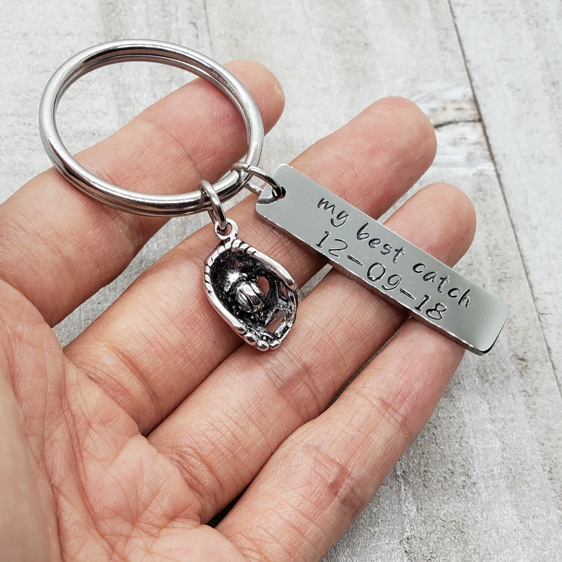 My Best Catch Baseball Mitt Keychain Anniversary Gift for - Etsy