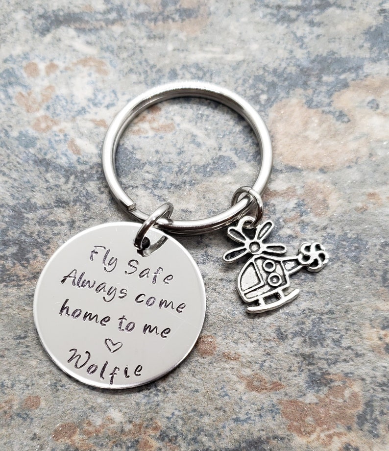 Fly Safe Keychain W/ Helicopter Always Come Home to Me - Etsy