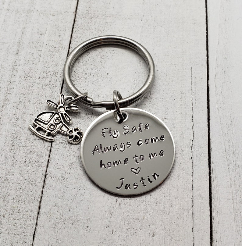 Fly Safe Keychain W/ Helicopter Always Come Home to Me - Etsy