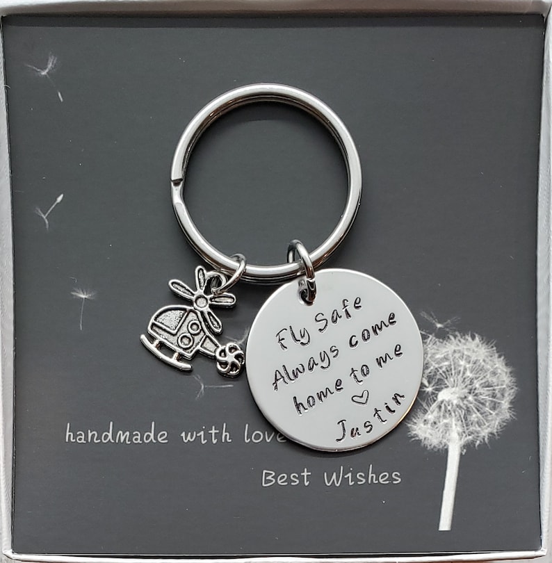 Fly Safe Keychain W/ Helicopter, Always Come Home to Me Keychain ...
