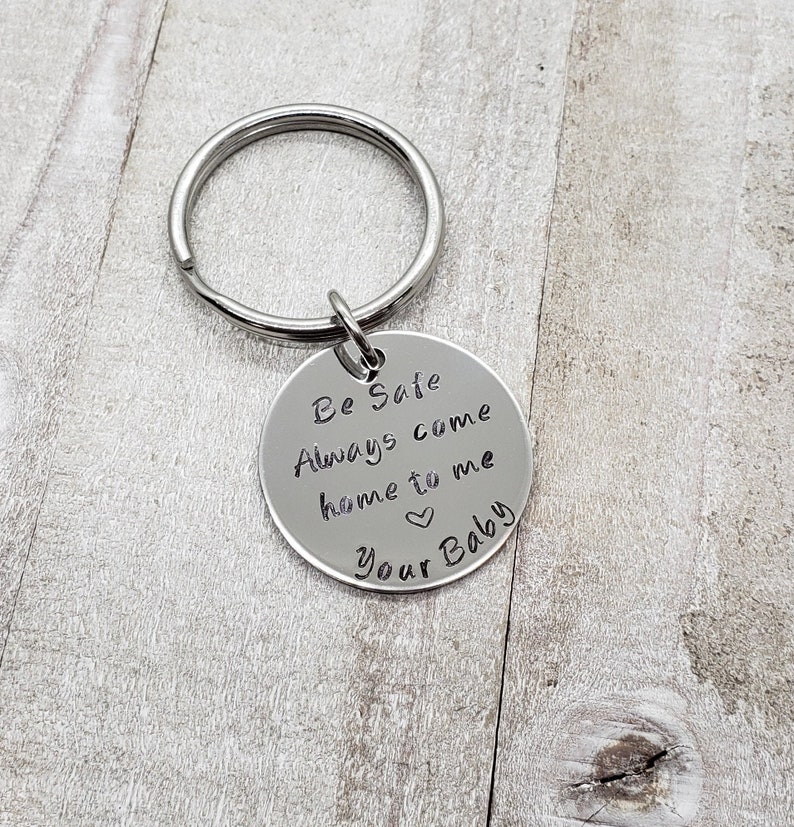 Be Safe Keychain Always Come Home to Me Keychain Handstamp - Etsy
