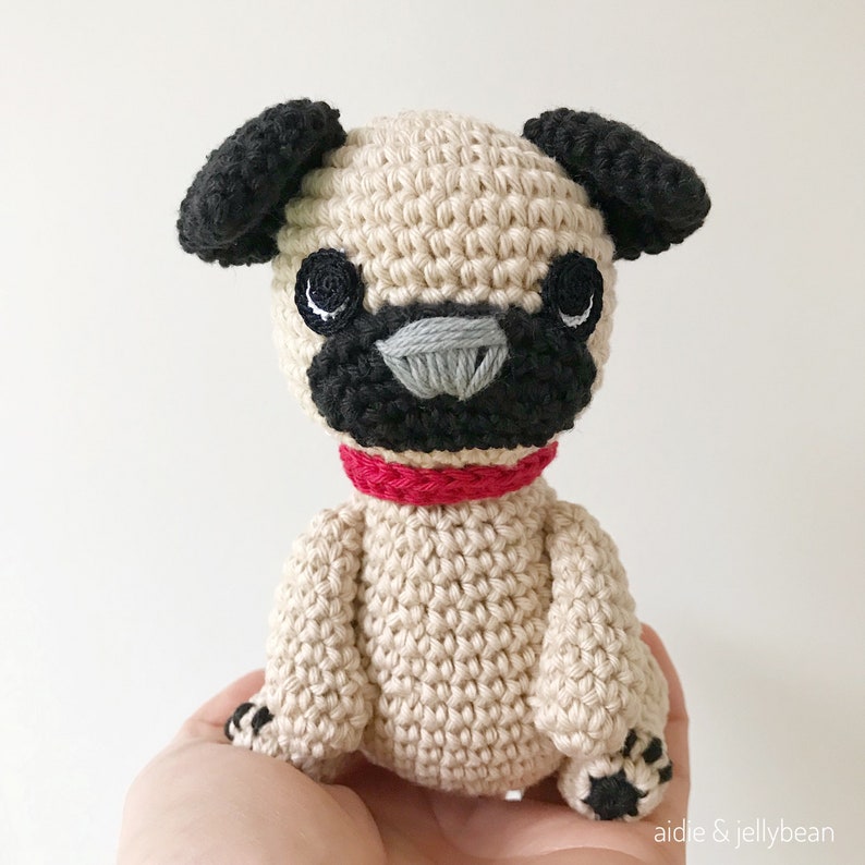 Customisable PUG Crochet Amigurumi With Collar, Crochet Amigurumi Dog ...