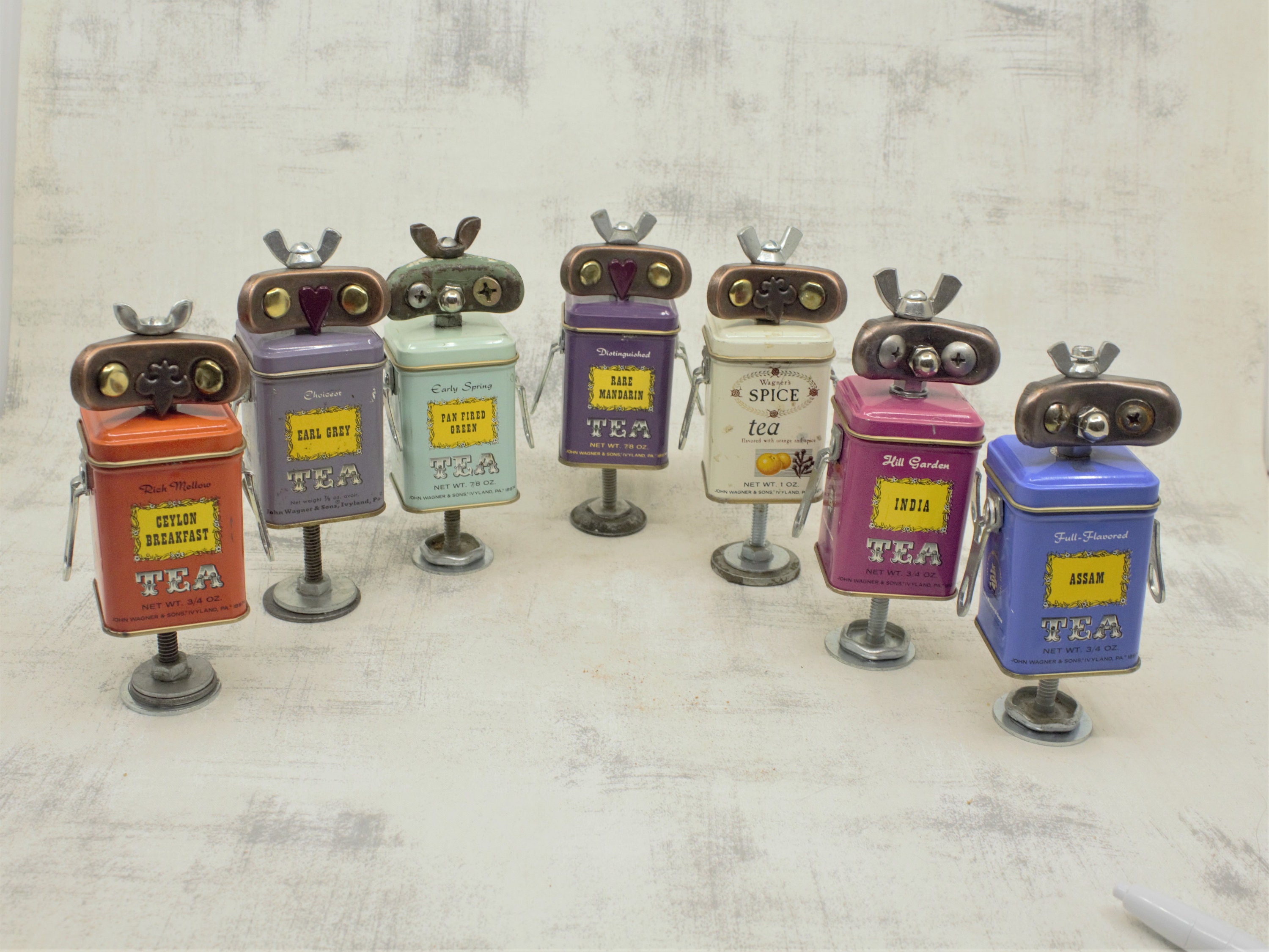 Tiny Tea Bots Made From Tiny Tea Tins Junk Robot Tea Lovers Gift - Etsy