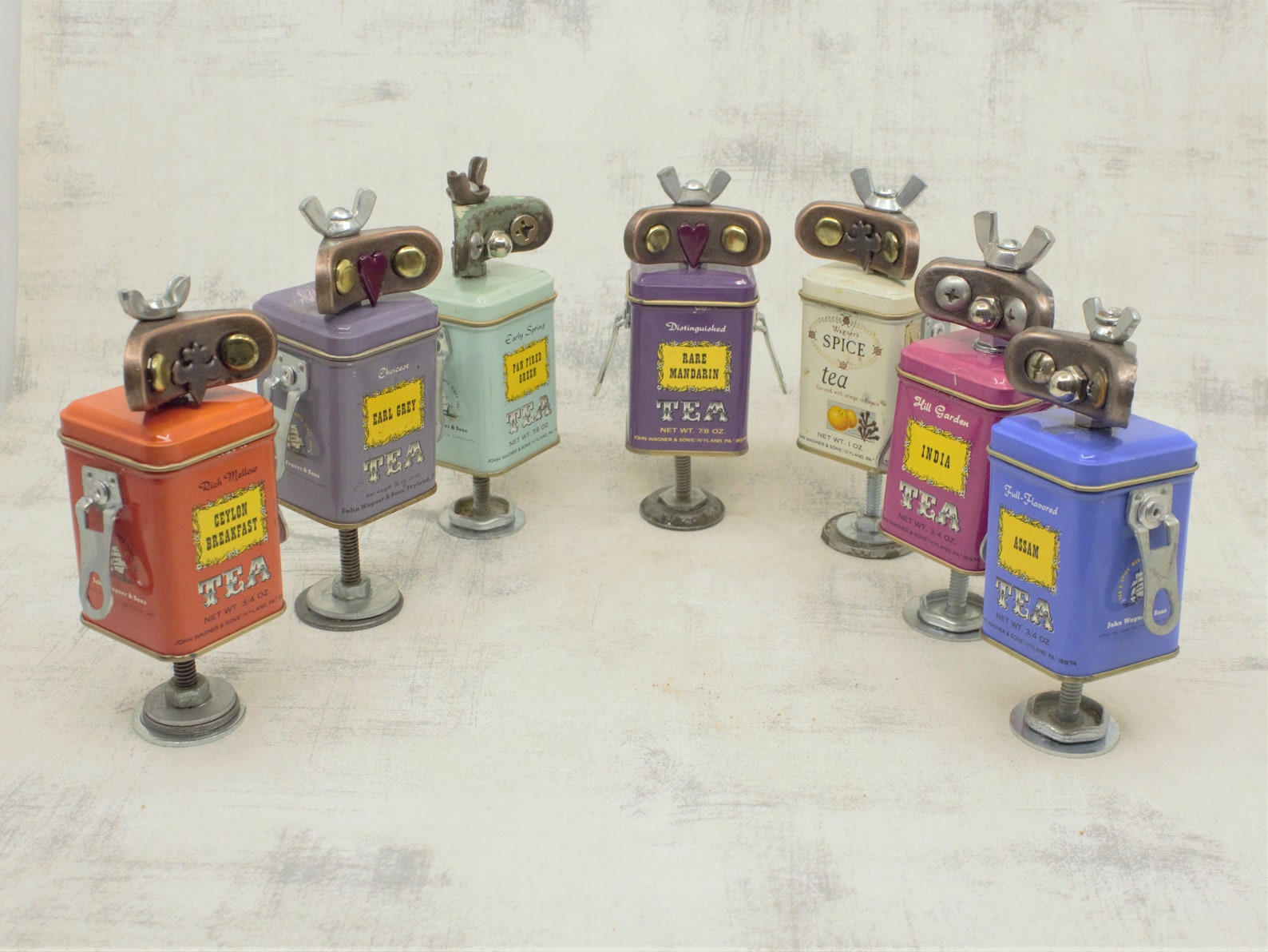 Tiny Tea Bots Made From Tiny Tea Tins Junk Robot Tea Lovers Gift - Etsy
