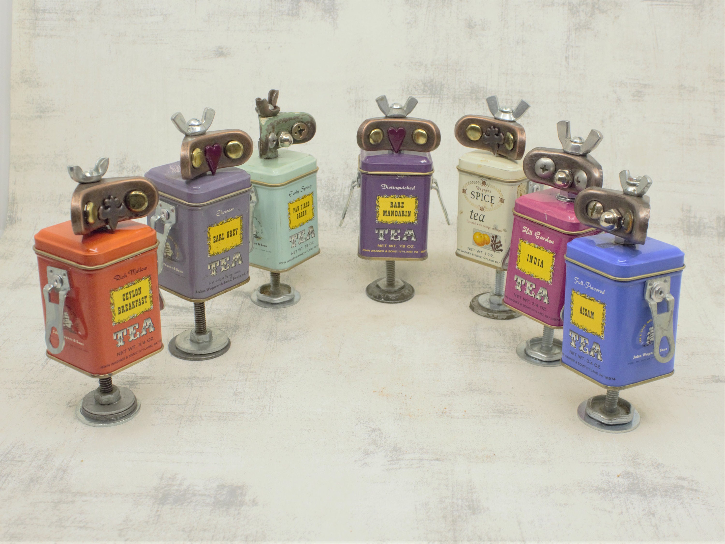 Tiny Tea Bots Made From Tiny Tea Tins Junk Robot Tea Lovers Gift - Etsy