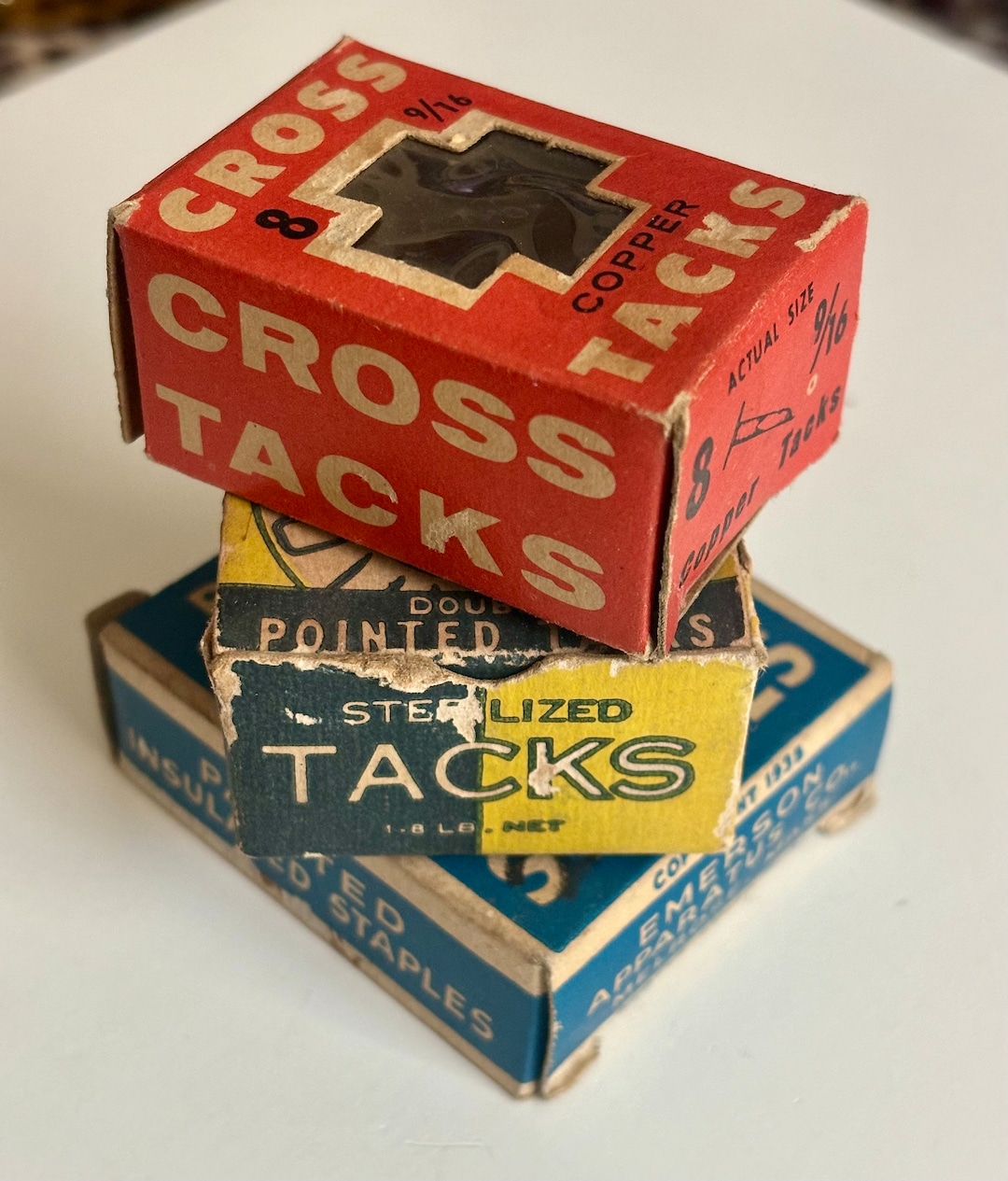 Vintage Lot of Copper Tacks, Tacks and Painted Staples With Boxes 1930s ...