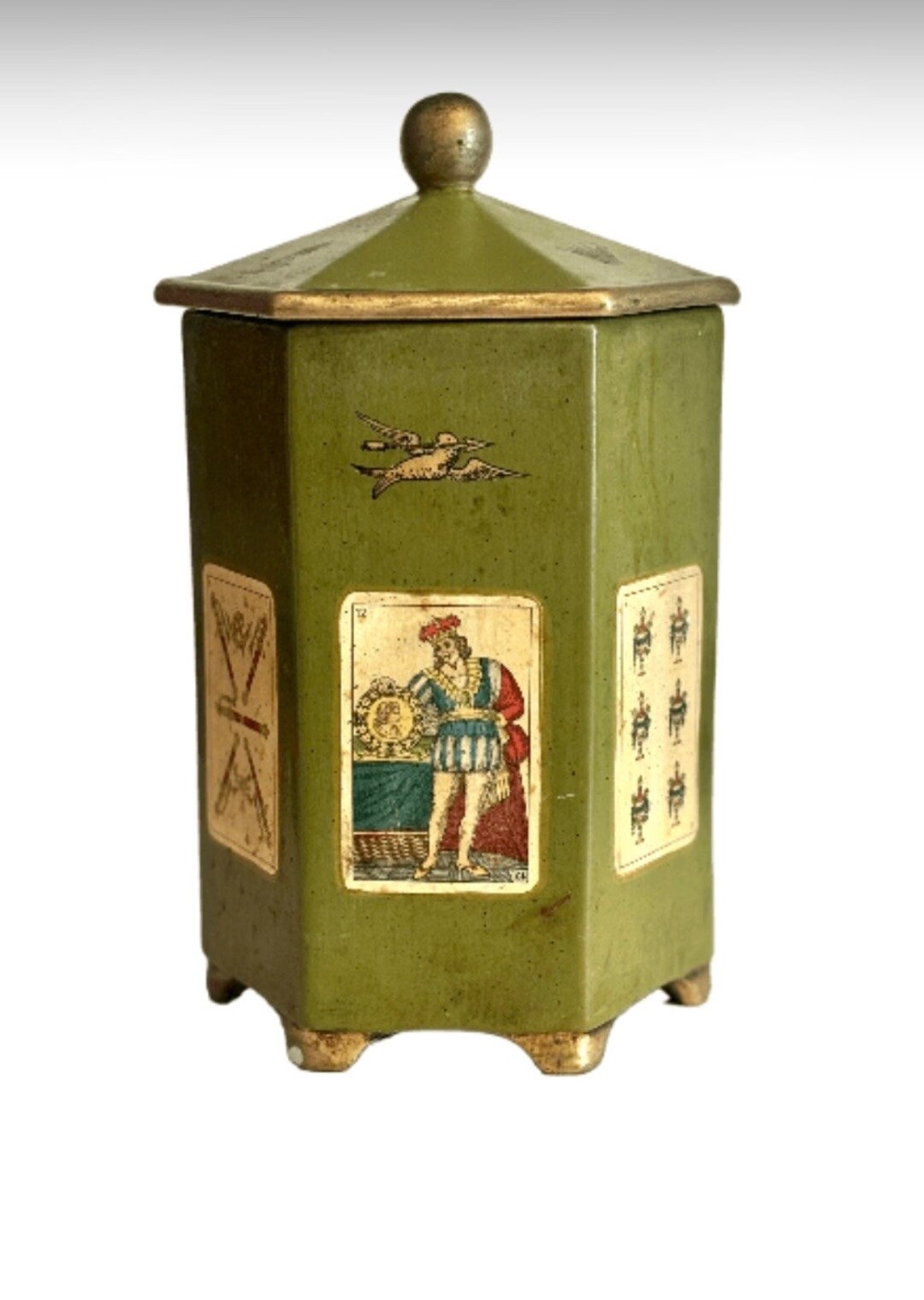 Old Rustic Footed Sardinian Ceramic Canister Decoupaged With C 1975 ...