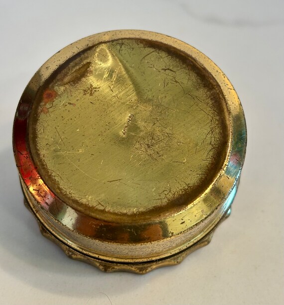 Rare Antique Brass Art Deco Round Cufflink Box German… - Gem