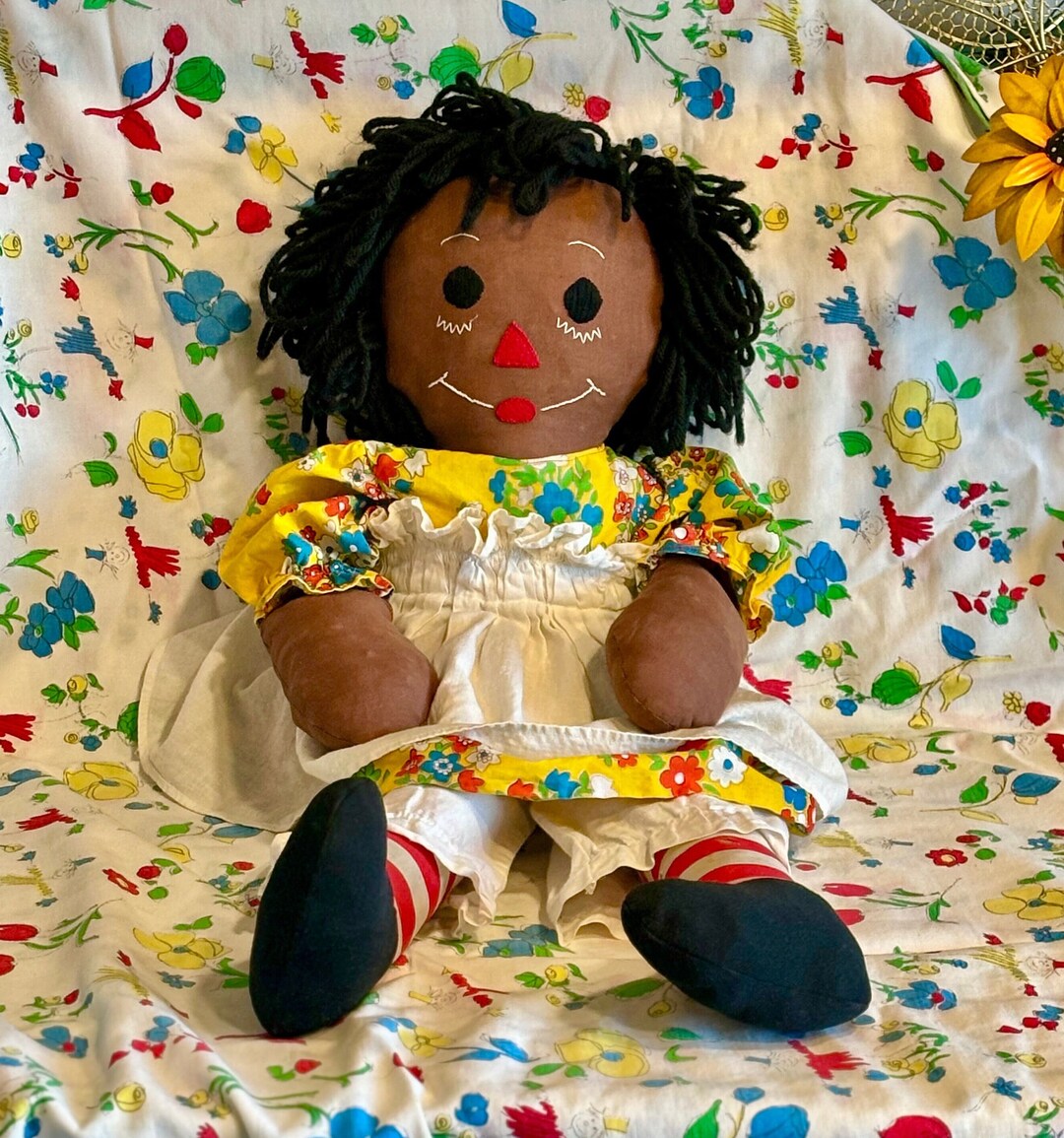Vintage Brown Skin Raggedy Ann Rag Doll 25” - Etsy
