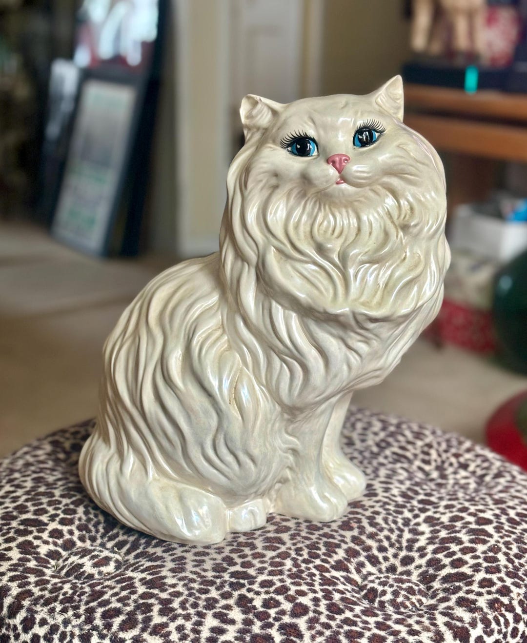 Vintage Ceramic Elegant Persian Cat Statue Large 14 Life Size Sculpture ...