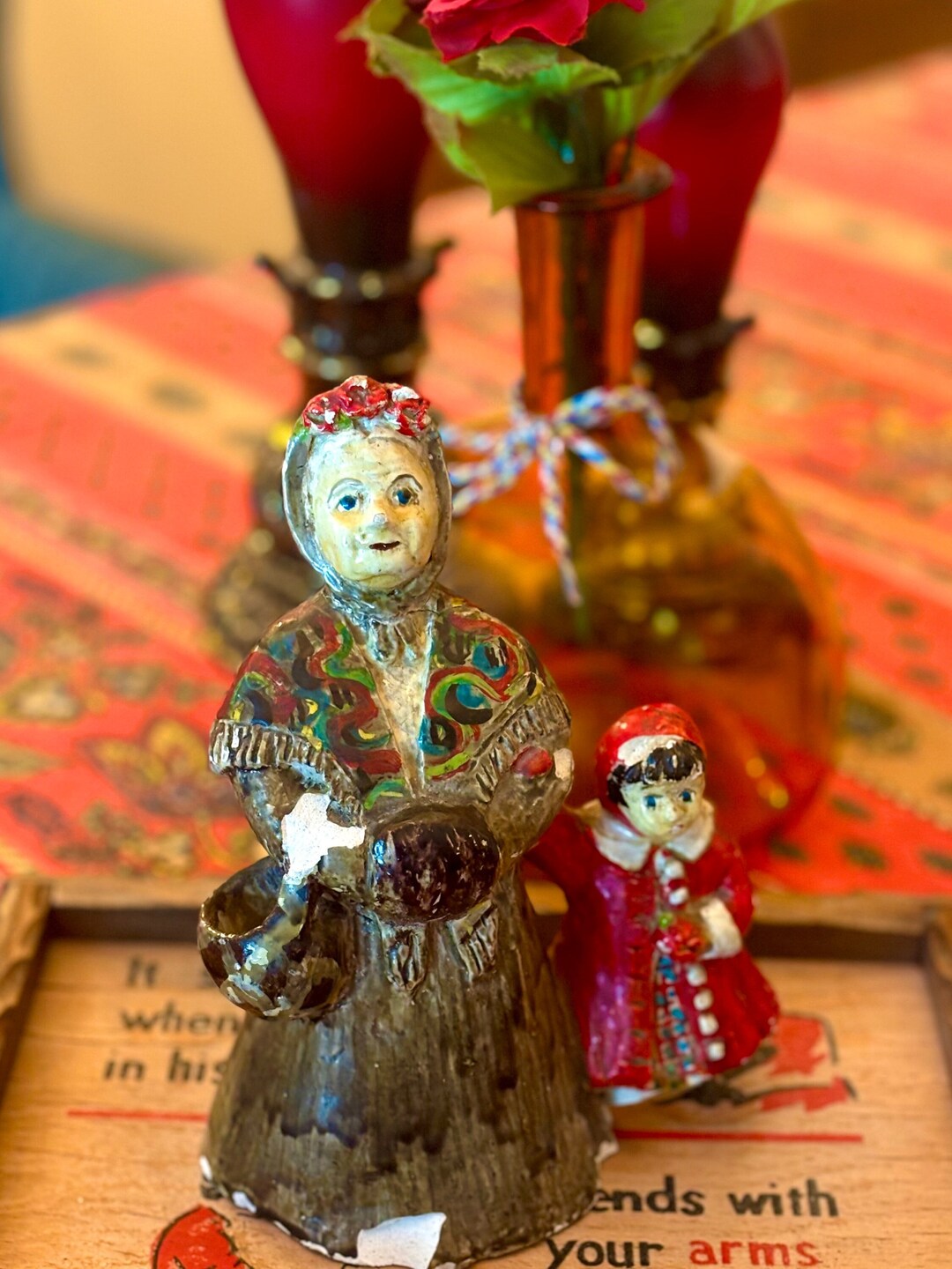 Antique Chippy Grandma and Child SOS for Your Christmas Assemblage East ...