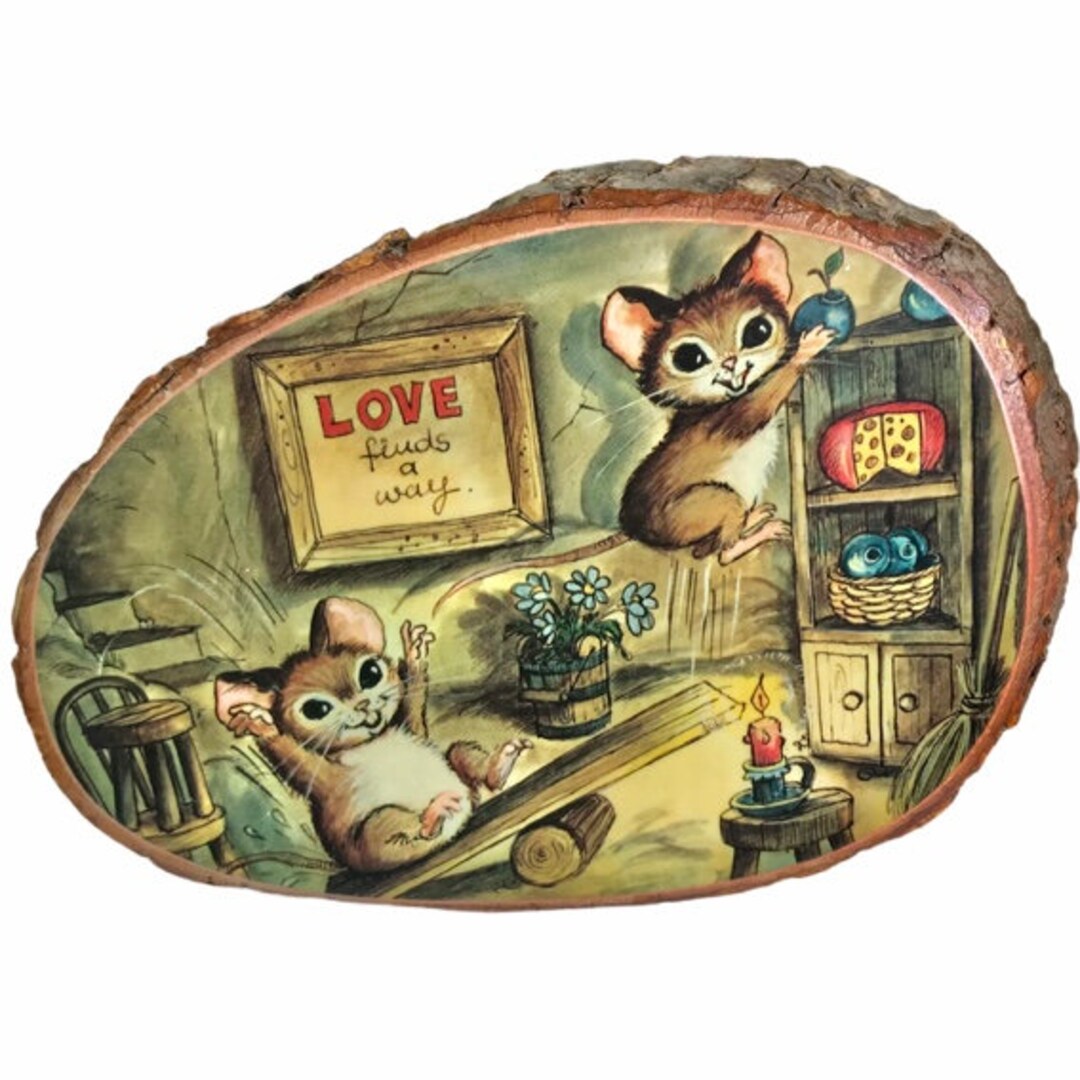WM Otto Print on Real Wooden Slice - Little Mice - Love Finds A Way - Etsy
