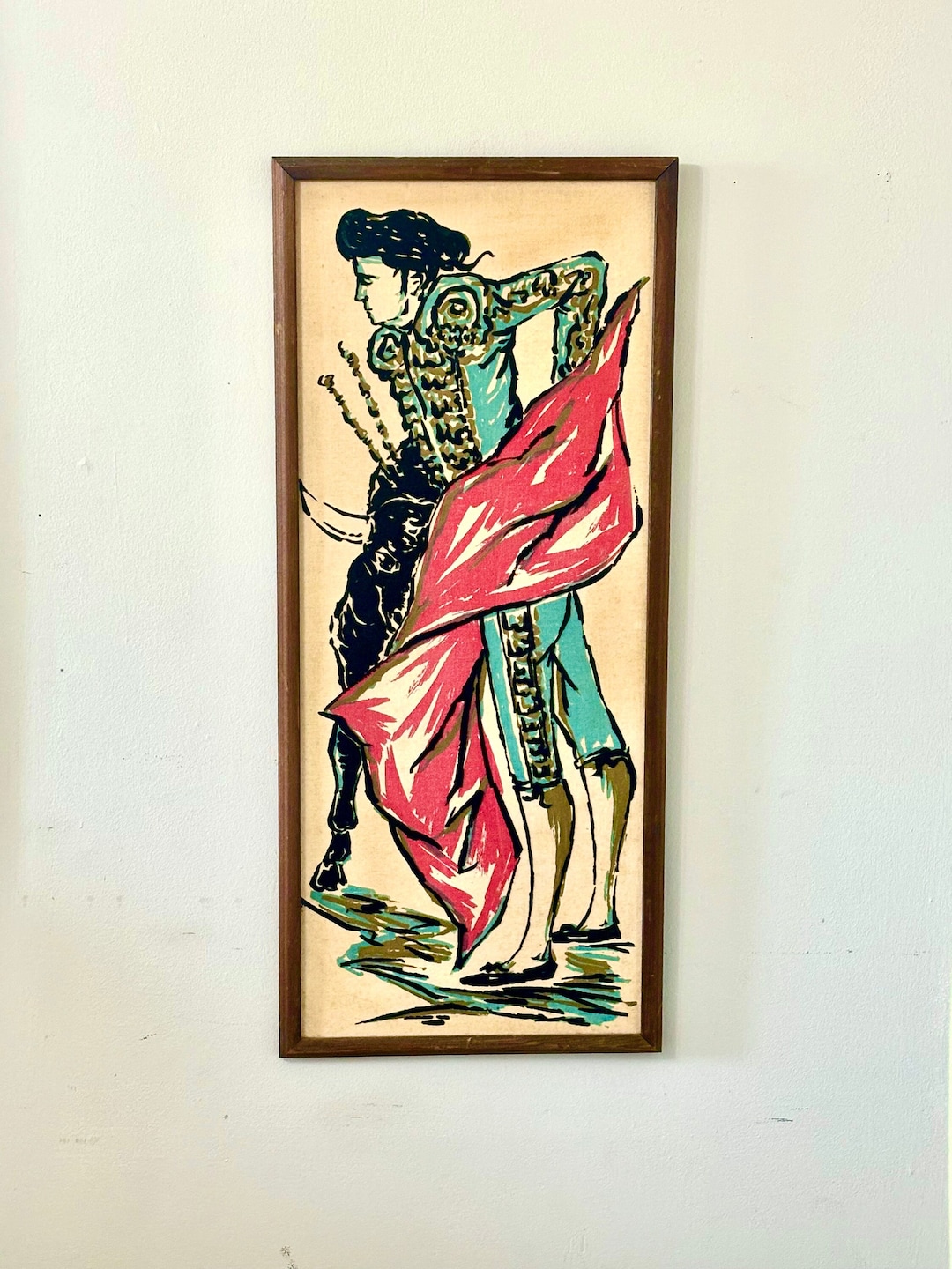 Mid Century Matador With Bull Velvet Art Wall Decor Kitsch 30 Black ...