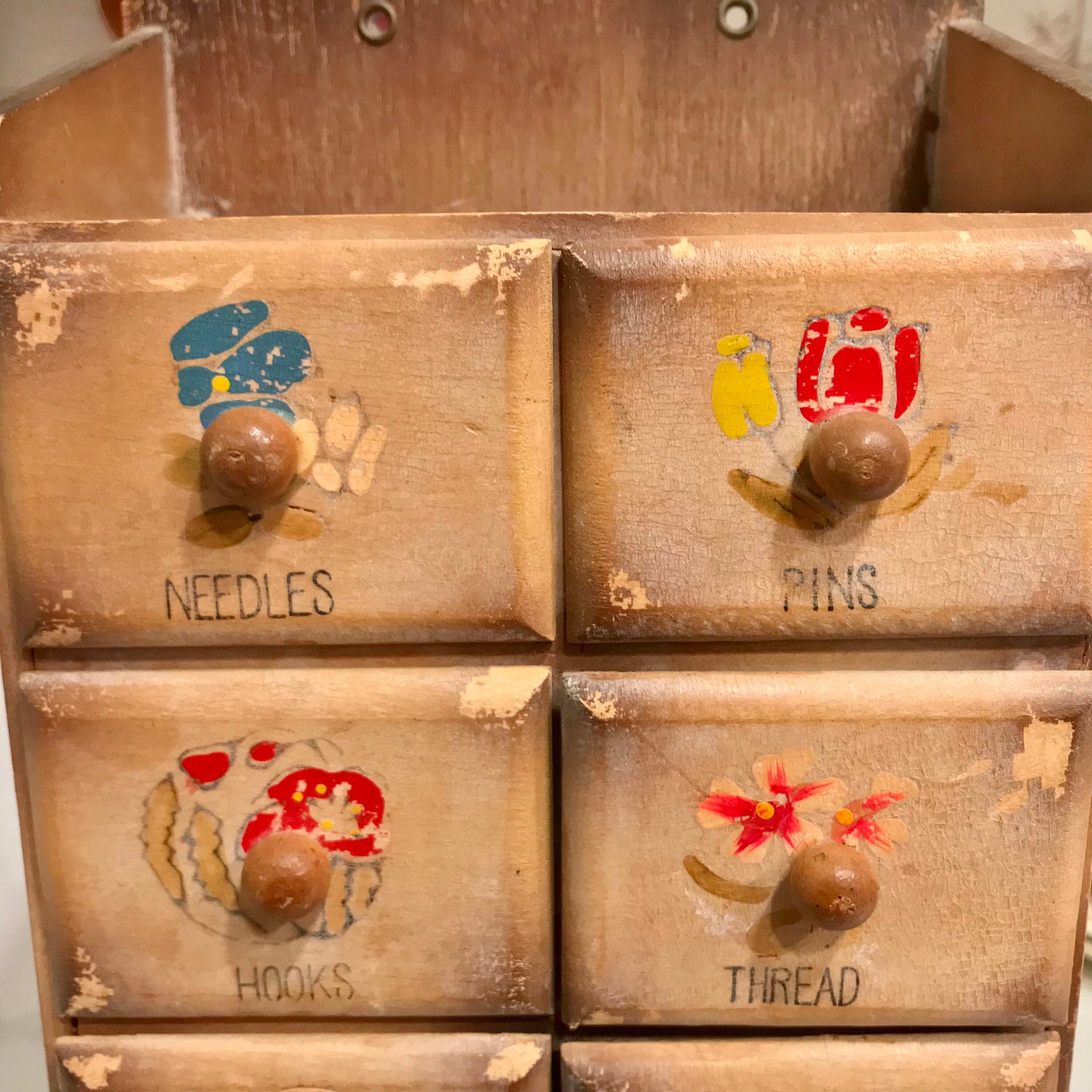 Antique Sewing Notions Wall Hanging Miniature Chest of Drawers - Etsy