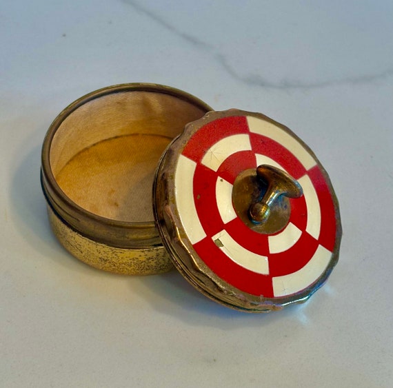 Rare Antique Brass Art Deco Round Cufflink Box German… - Gem