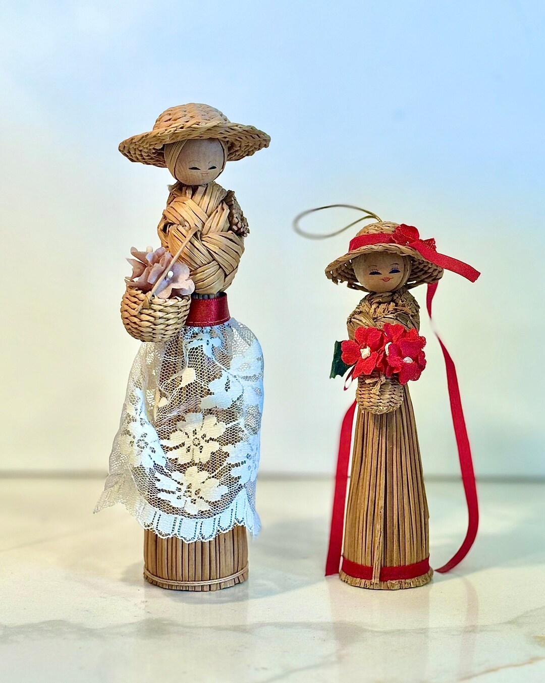 Korean Straw Dolls 1960s Set of Two Thanksgiving Fall - Etsy