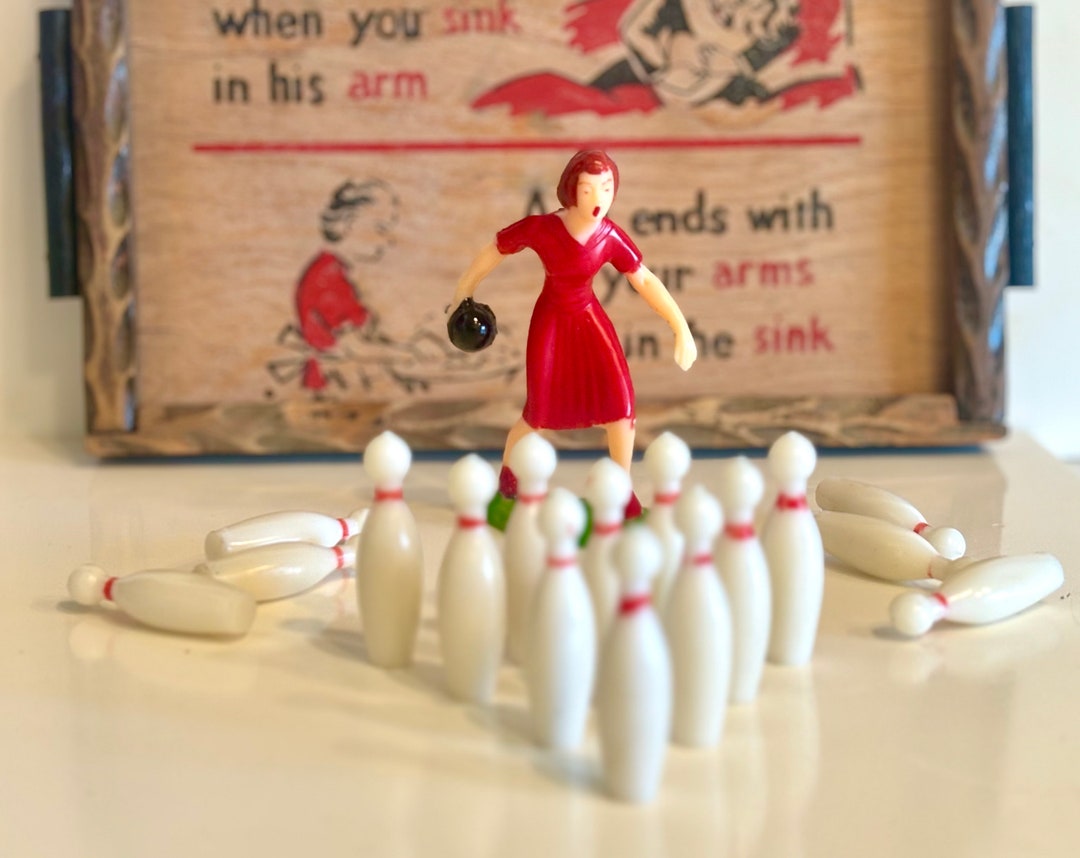 Vintage Wilton Bowling Cake Topper Woman 16 Pins Bowling Ball Bowler ...