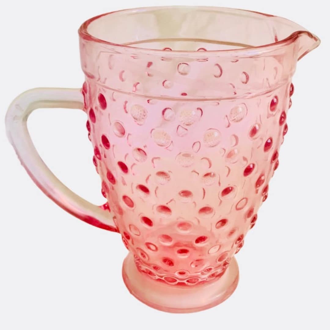 Abbott Collection Pink Hobnail Glass Small Pitcher - Etsy