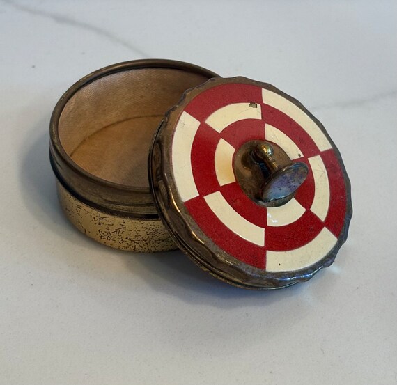 Rare Antique Brass Art Deco Round Cufflink Box German… - Gem
