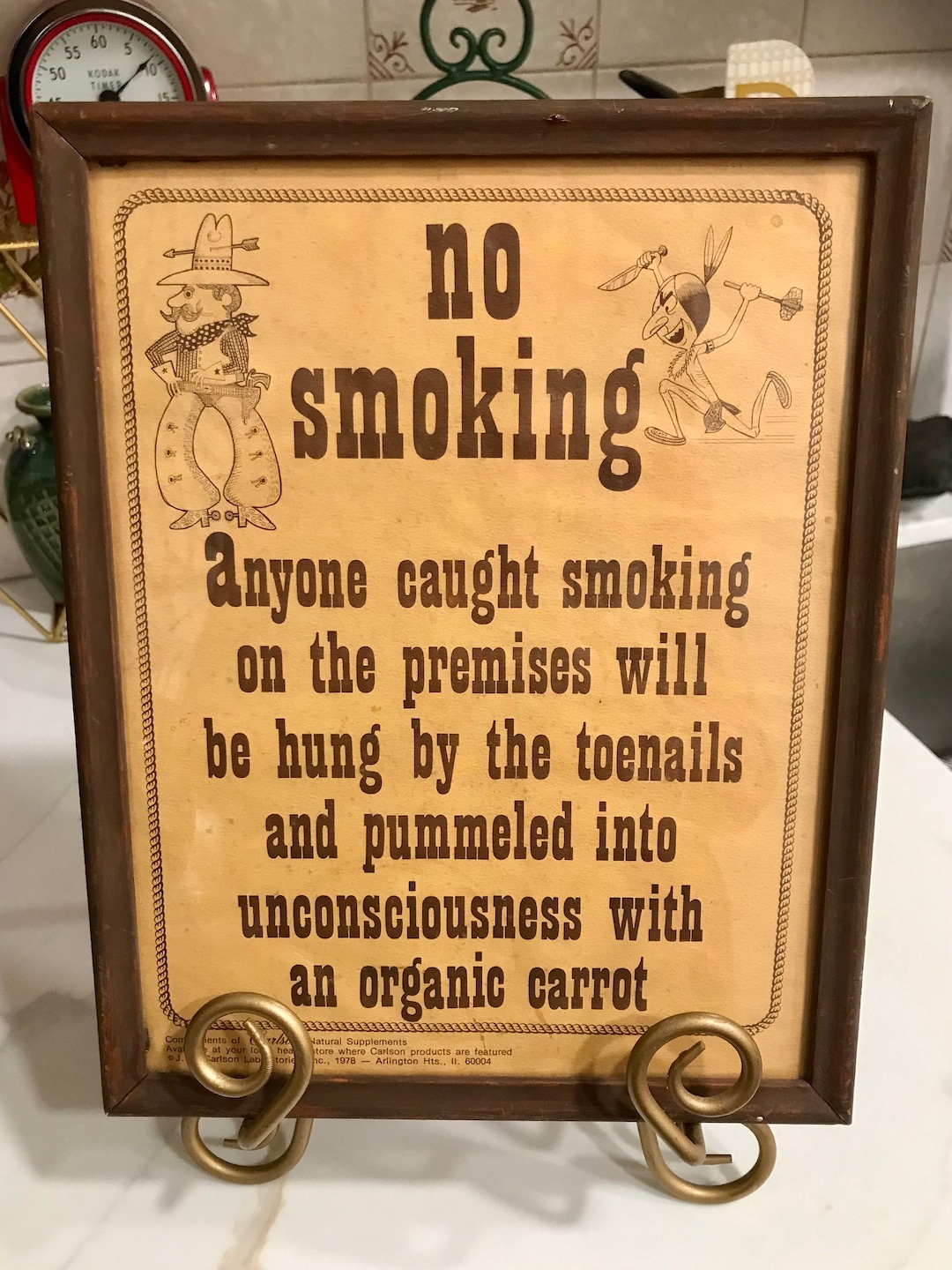 Vintage Ephemera 1978 No Smoking Sign Humorous Framed - Etsy