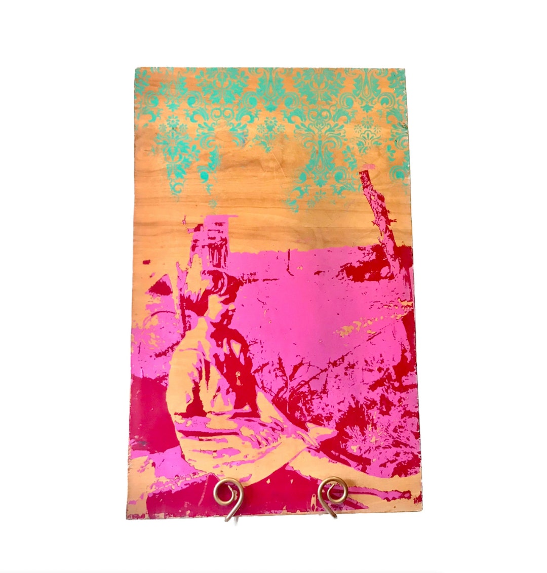Vintage Pop Art Girl Abstract Screen Print on Wood - Etsy