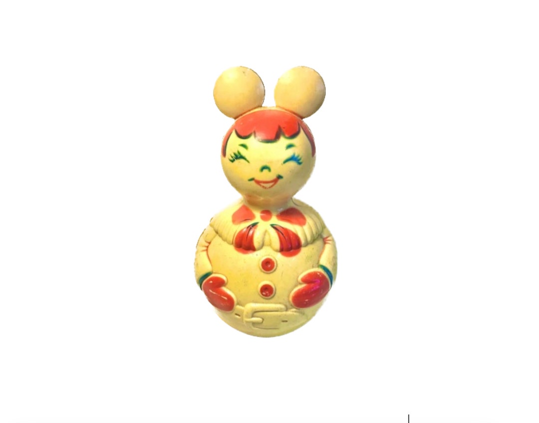 Vintage Hard Plastic Roly Poly Wobbly Toy W/rattle - Etsy