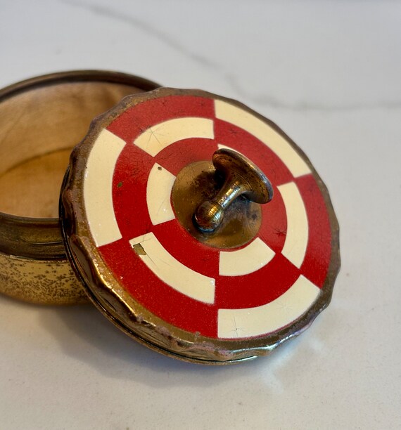 Rare Antique Brass Art Deco Round Cufflink Box German… - Gem