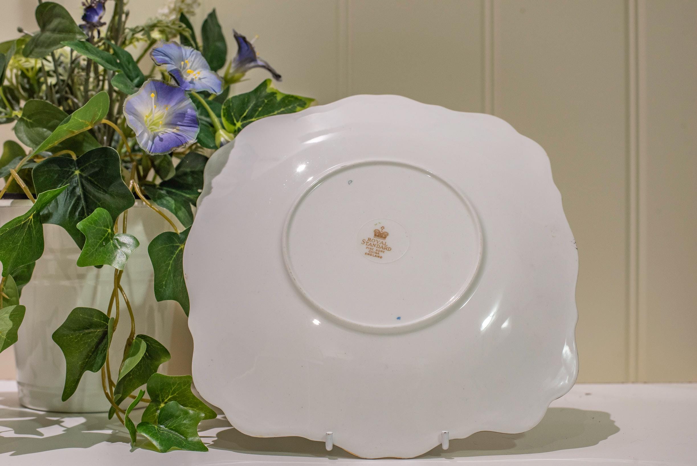 Vintage Royal Standard Posy Flower Designed Square Dinner Plate ...