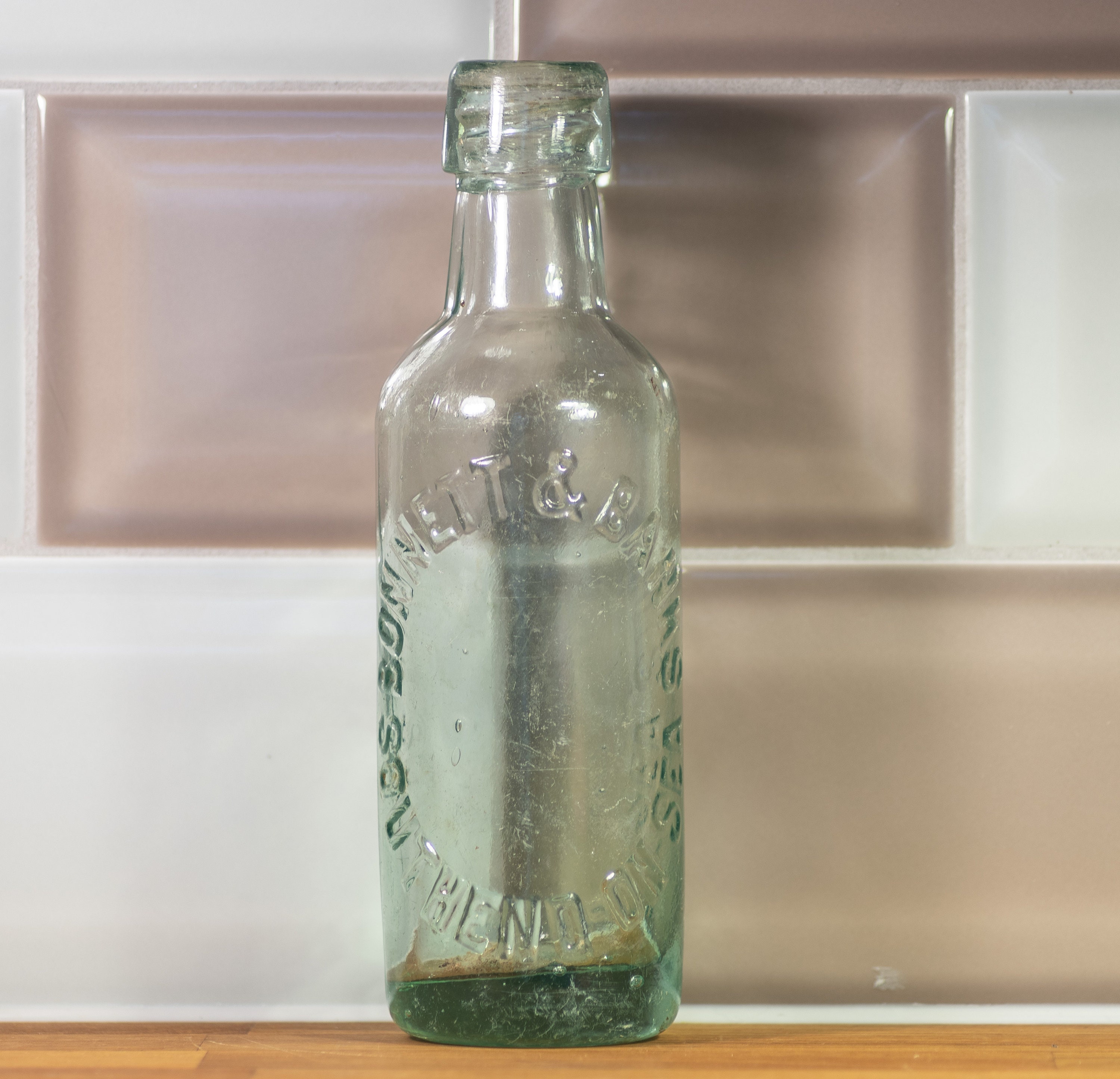 Antique Bonnett & Banks, Southend on Sea Drink Bottle Made by Kilner ...