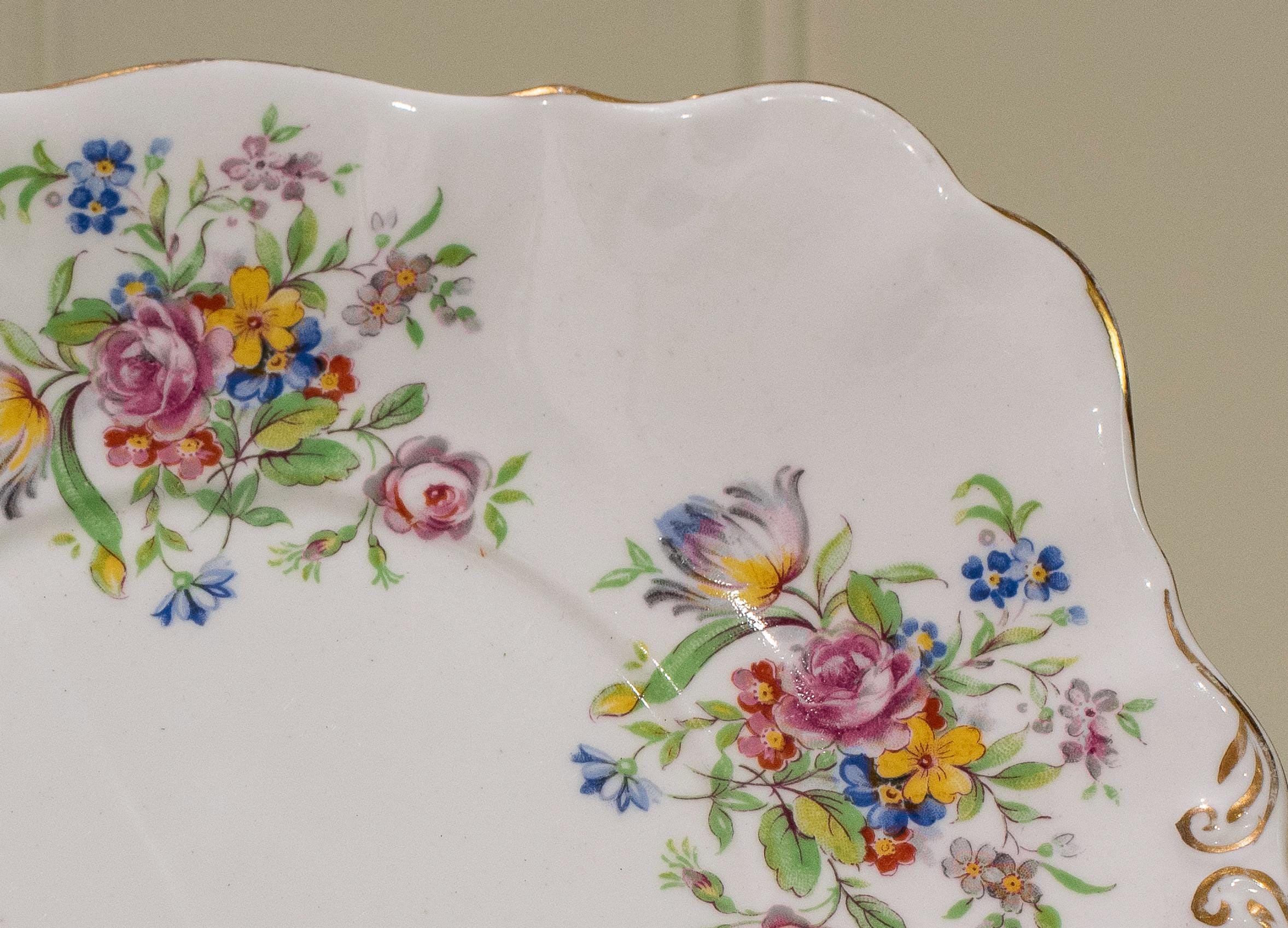 Vintage Royal Standard Posy Flower Designed Square Dinner Plate ...