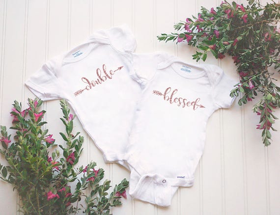 Double Blessed Twin Onesies® twins blessed outfits twin | Etsy