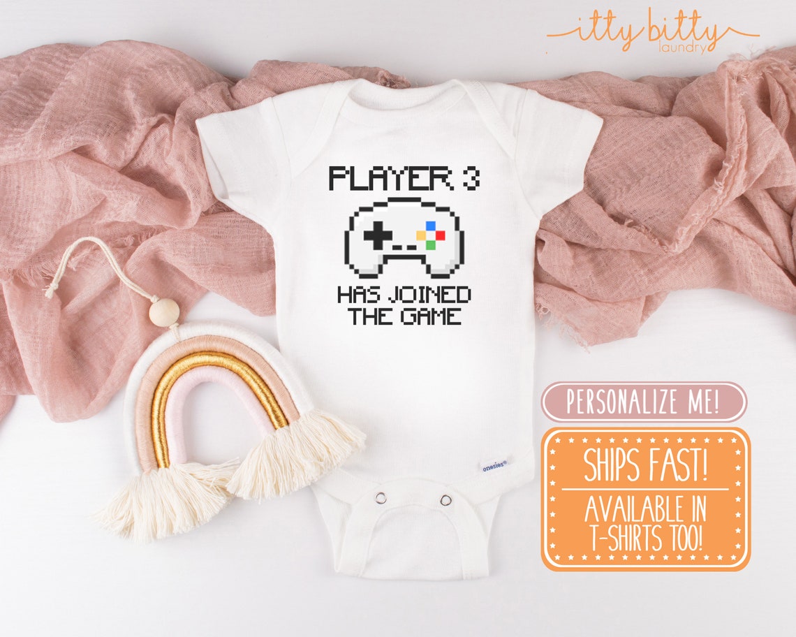 Player 3 Onesie® - Gamer Onesie®, Gamer 8 Bit Onesie®, Video Game ...
