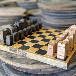 Bourbon Barrel 17" Chess Board - Made From Alternating Charred and Oak ...