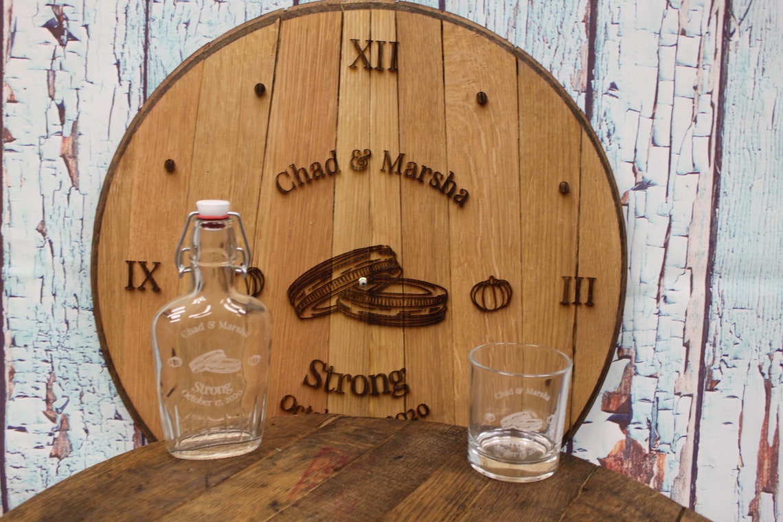 Custom Design Reclaimed Bourbon Barrel Head Custom Wedding | Etsy