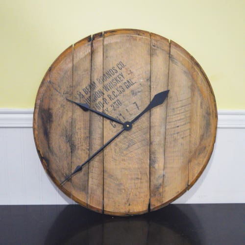 Reclaimed Bourbon Whiskey Barrel Clock Comes Ready to Hang | Etsy