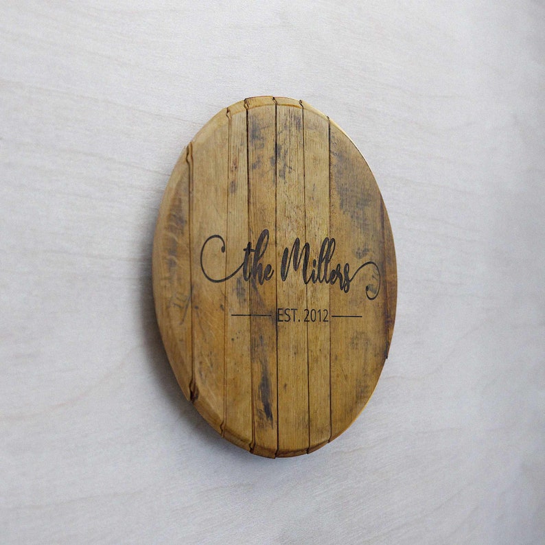 Family Script Personalized Bourbon Barrel Wood Sign - Etsy
