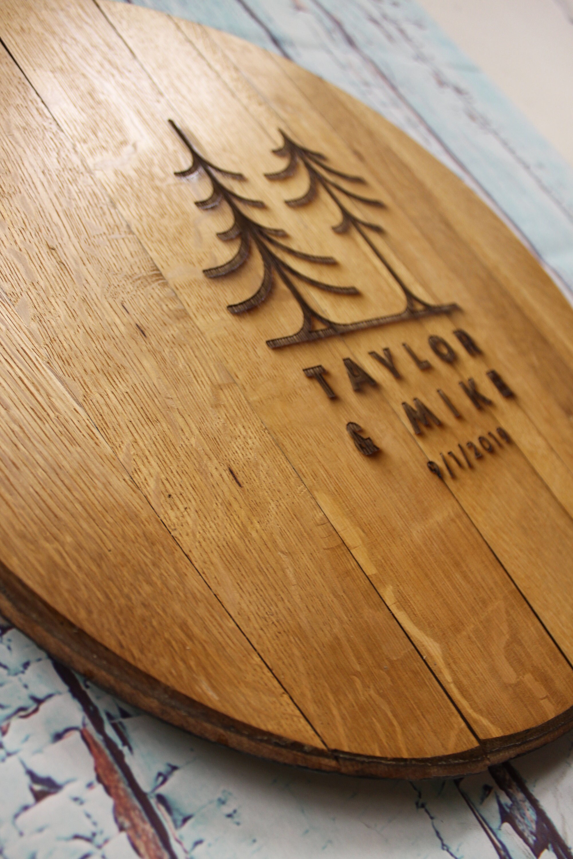 Custom Design Reclaimed Bourbon Barrel Head Custom Wedding | Etsy