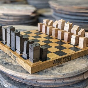 Bourbon Barrel 17" Chess Board - Made From Alternating Charred and Oak ...