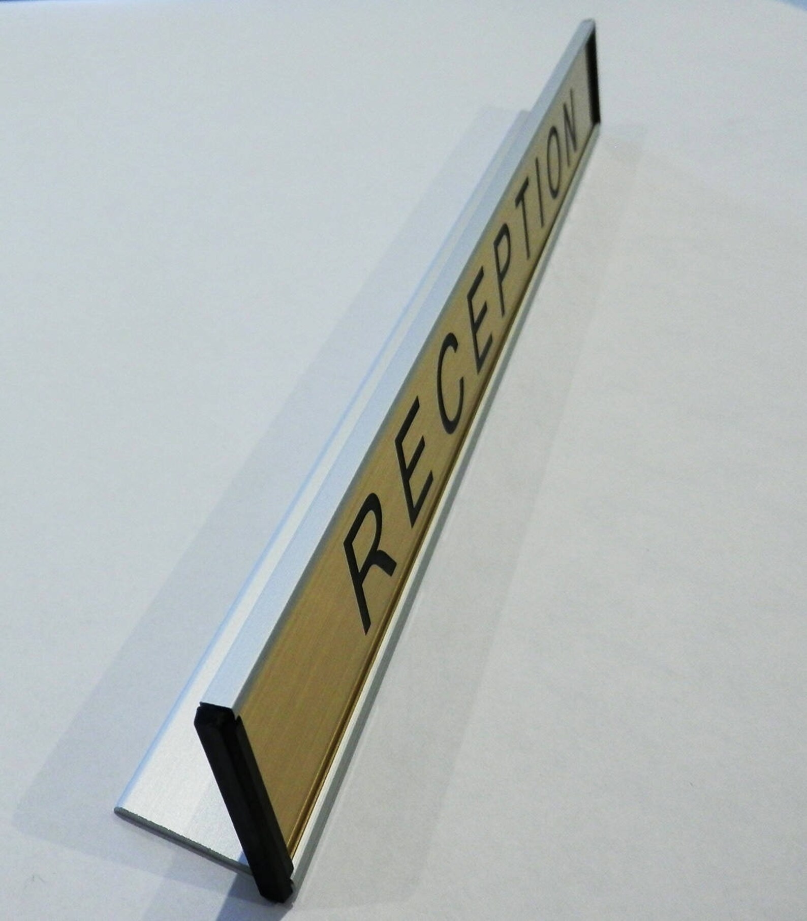 Polished Anodized Desktop Reception Sign With Two Tone Engraved Trotec ...