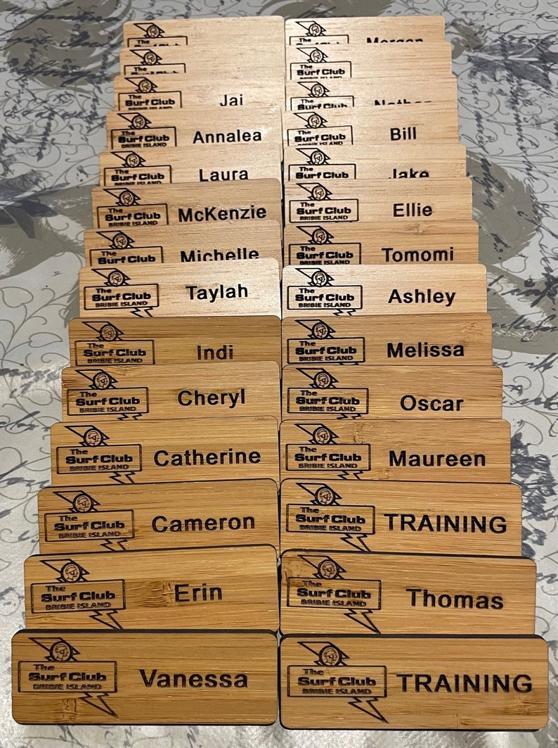 74x24x3mm Timber Staff Name Tags, Name Badges, Clip on Tags, Magnetic ...