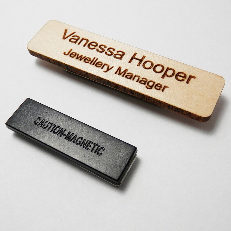 74x24x3mm Timber Staff Name Tags, Name Badges, Clip on Tags, Magnetic ...