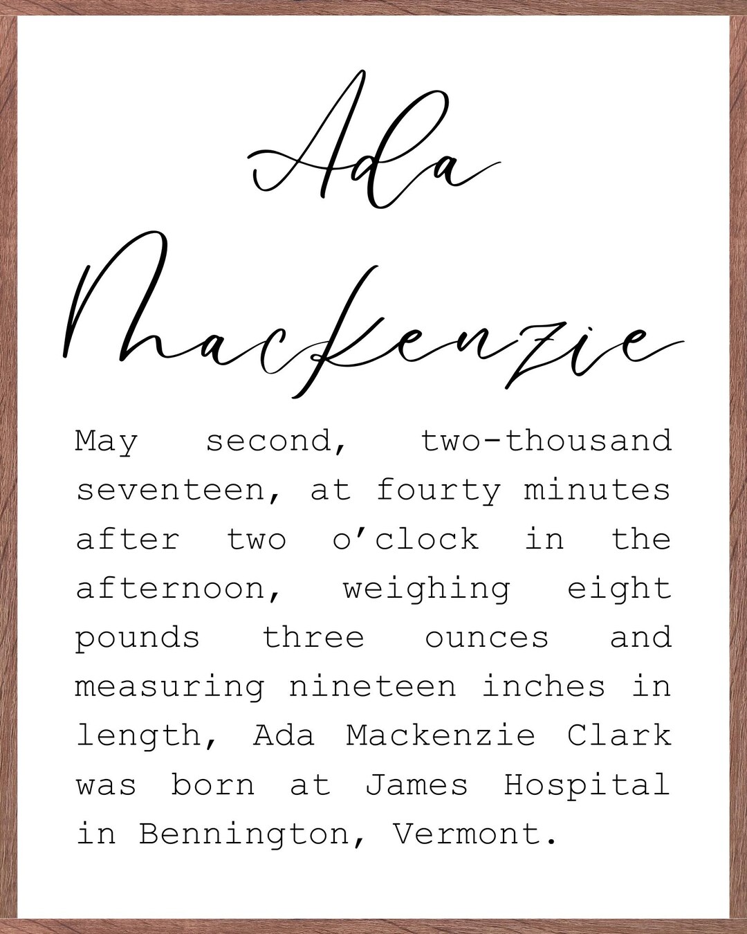 The Ada | Custom Baby Name | Personalized Nursery Room Wall Decor ...