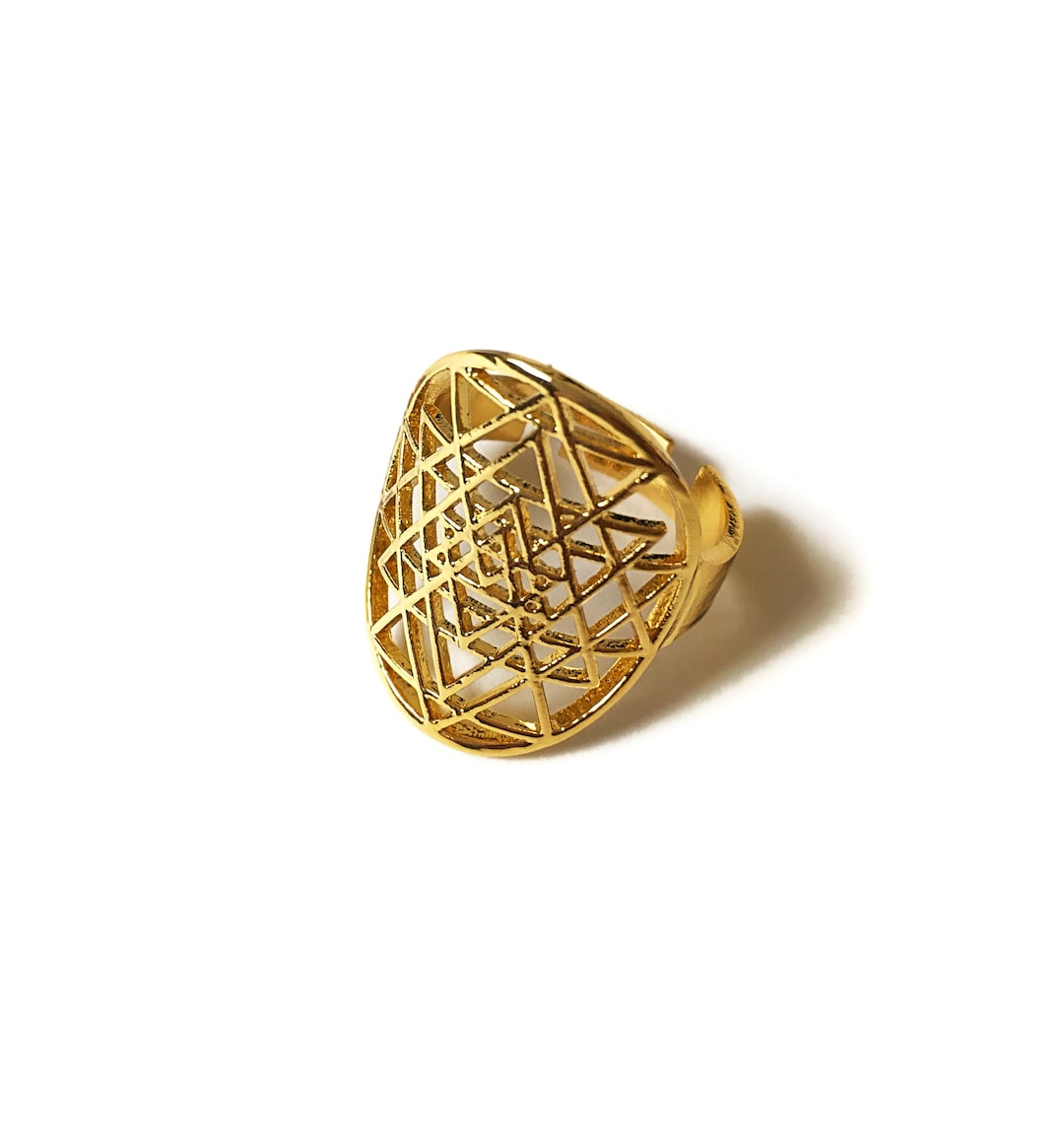 Golden Sacred Geometry Ring · Sri Yantra Ring · adjustable Ring · boho ...