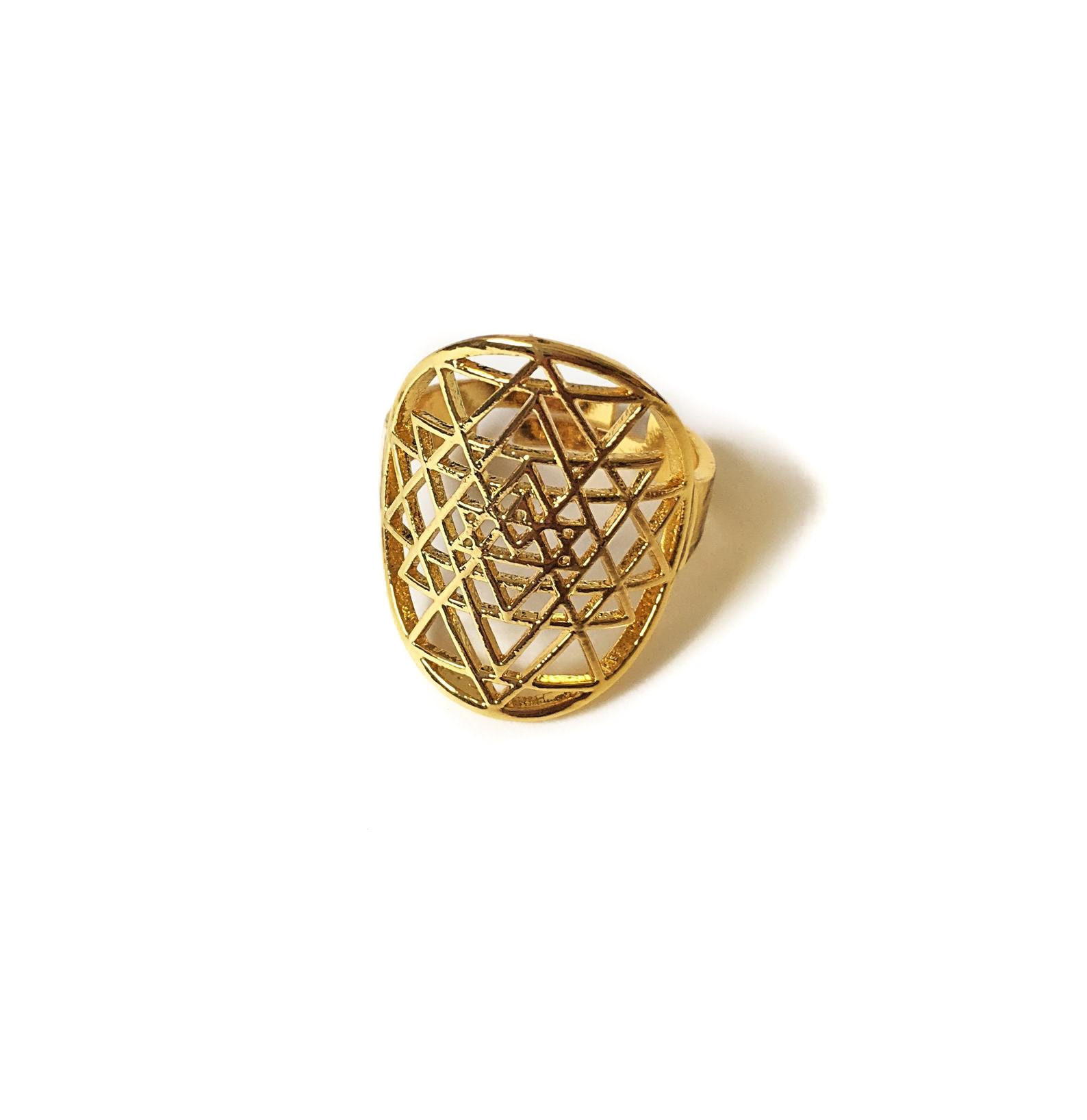 Golden Sacred Geometry Ring Sri Yantra Ring adjustable - Etsy