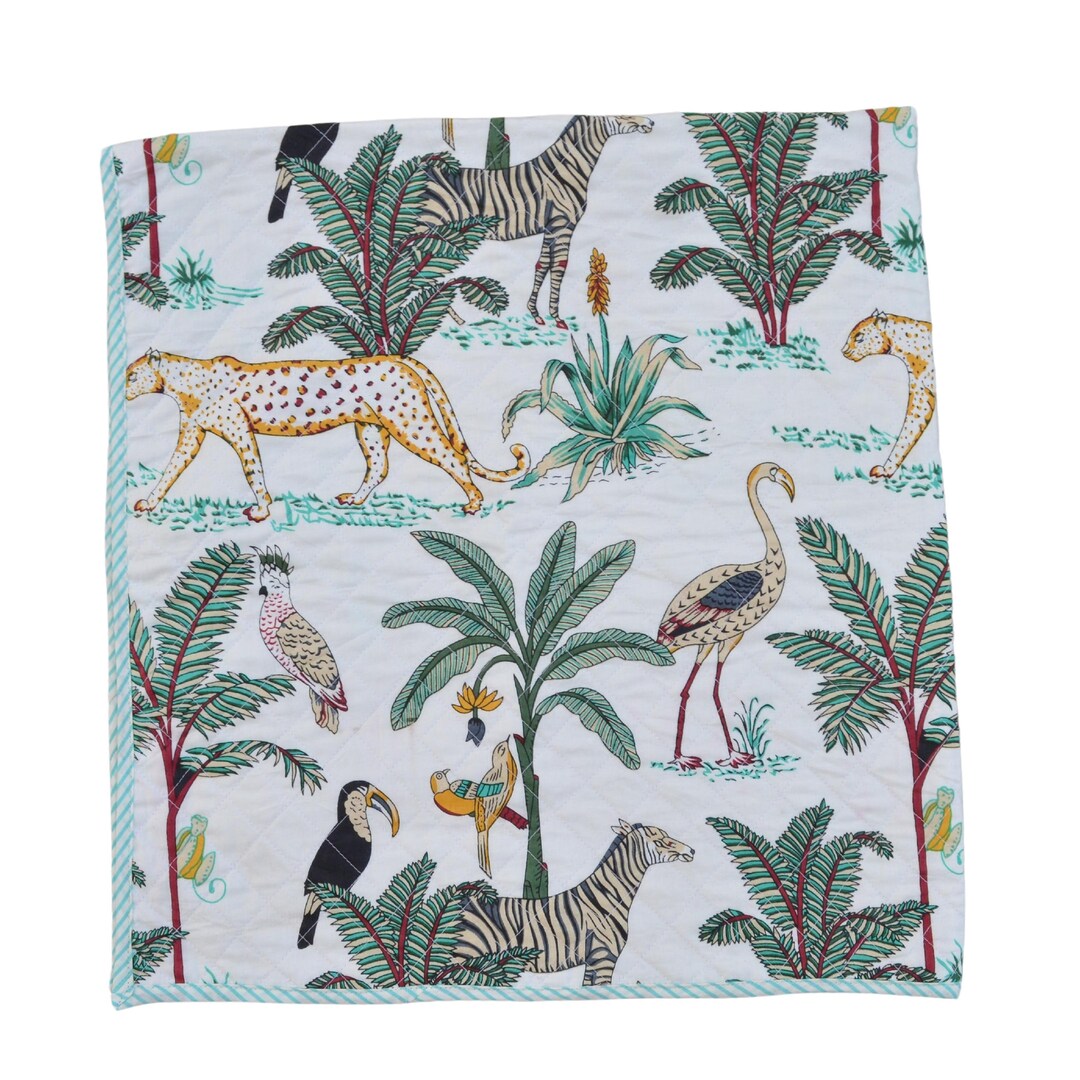 New Animal Print Baby Quilt, Soft Cotton Handmade Kid's Blanket, White ...