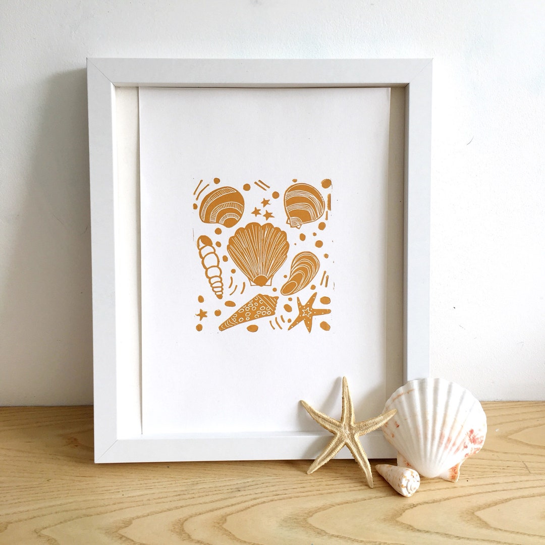 Original Shell Lino Cut Print Seashell Print Shell Print - Etsy UK