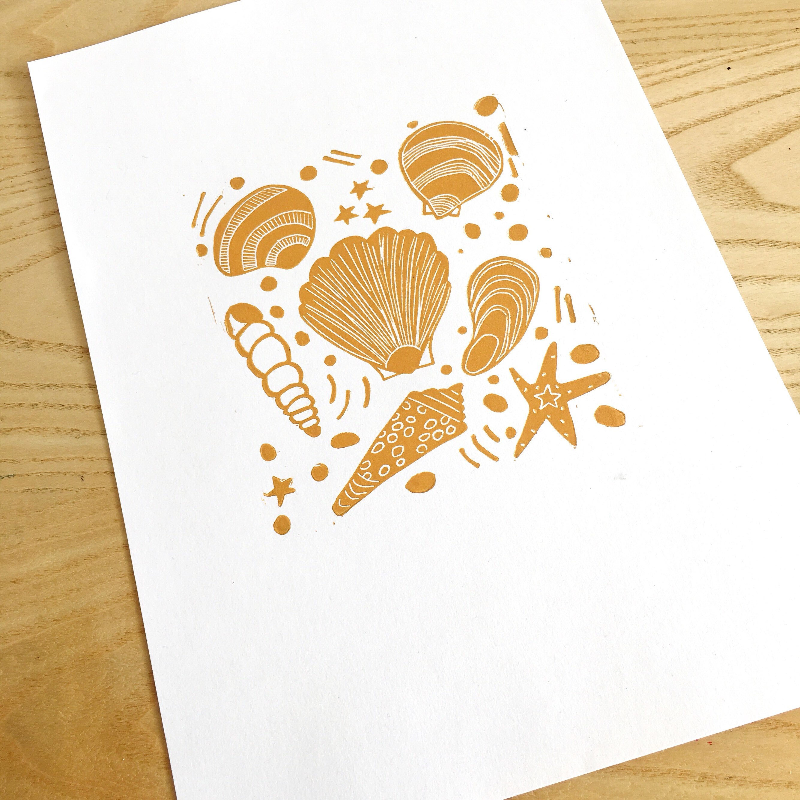Original Shell Lino Cut Print Seashell Print Shell Print | Etsy
